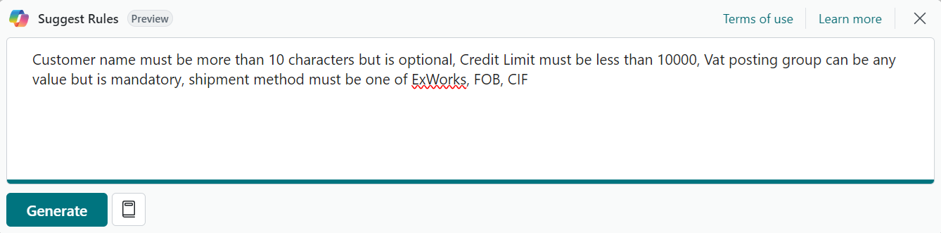 Clever Dynamics - Suggest Data Validation Template Rules